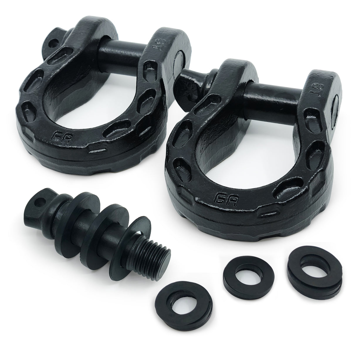 Mega Shackles ® - Black (2PK) | Forged Carbon Steel | 68,000 lbs MBS ...