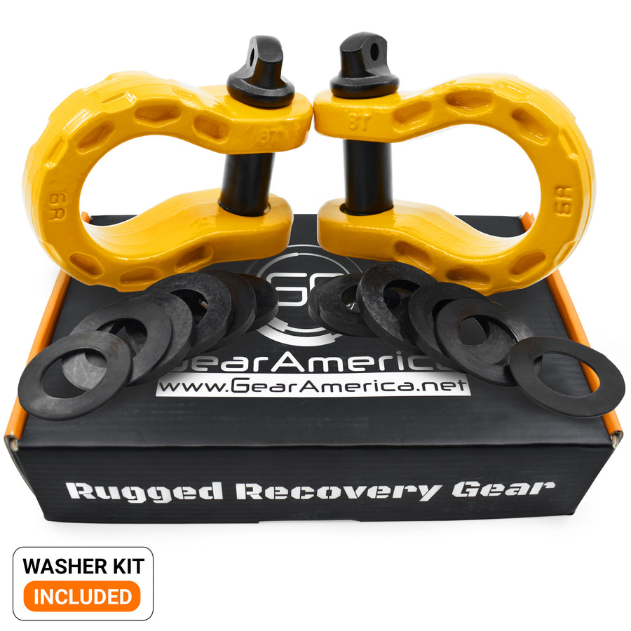 Mega Shackles ® - Yellow (2PK) | Forged Carbon Steel | 68,000 lbs MBS ...